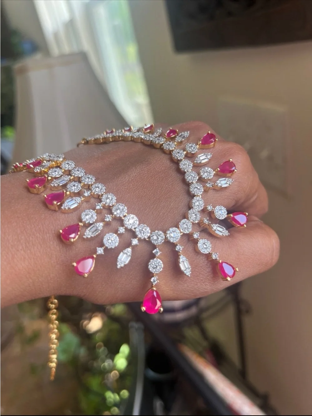 Zara | Jewelry | Teardrop Ruby And Clear Genuine Swarovski Elements ...